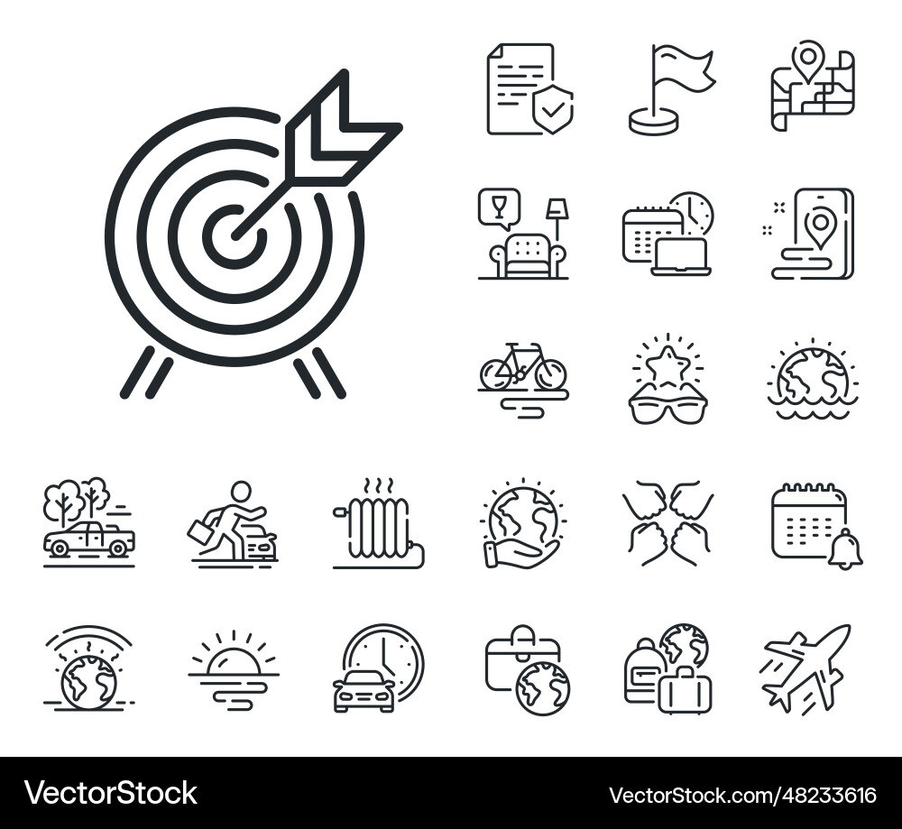 Archery line icon amusement park attraction sign Vector Image