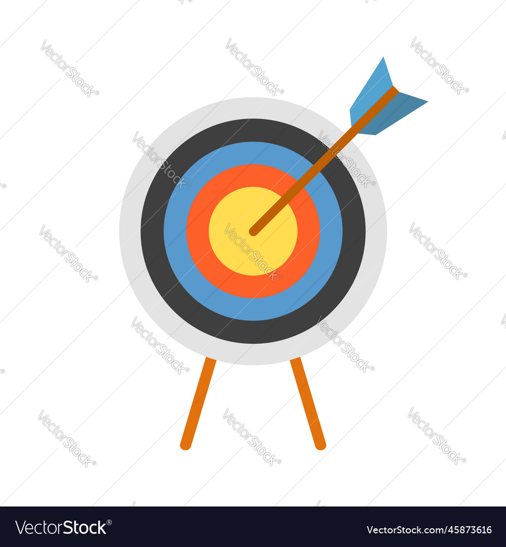 Archery Target Arrow Colorful Isolated Icon Vector Image