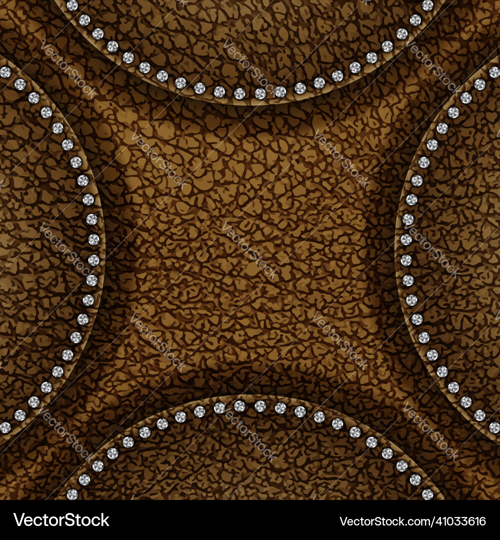 Brown square leather banner with round patches Vector Image