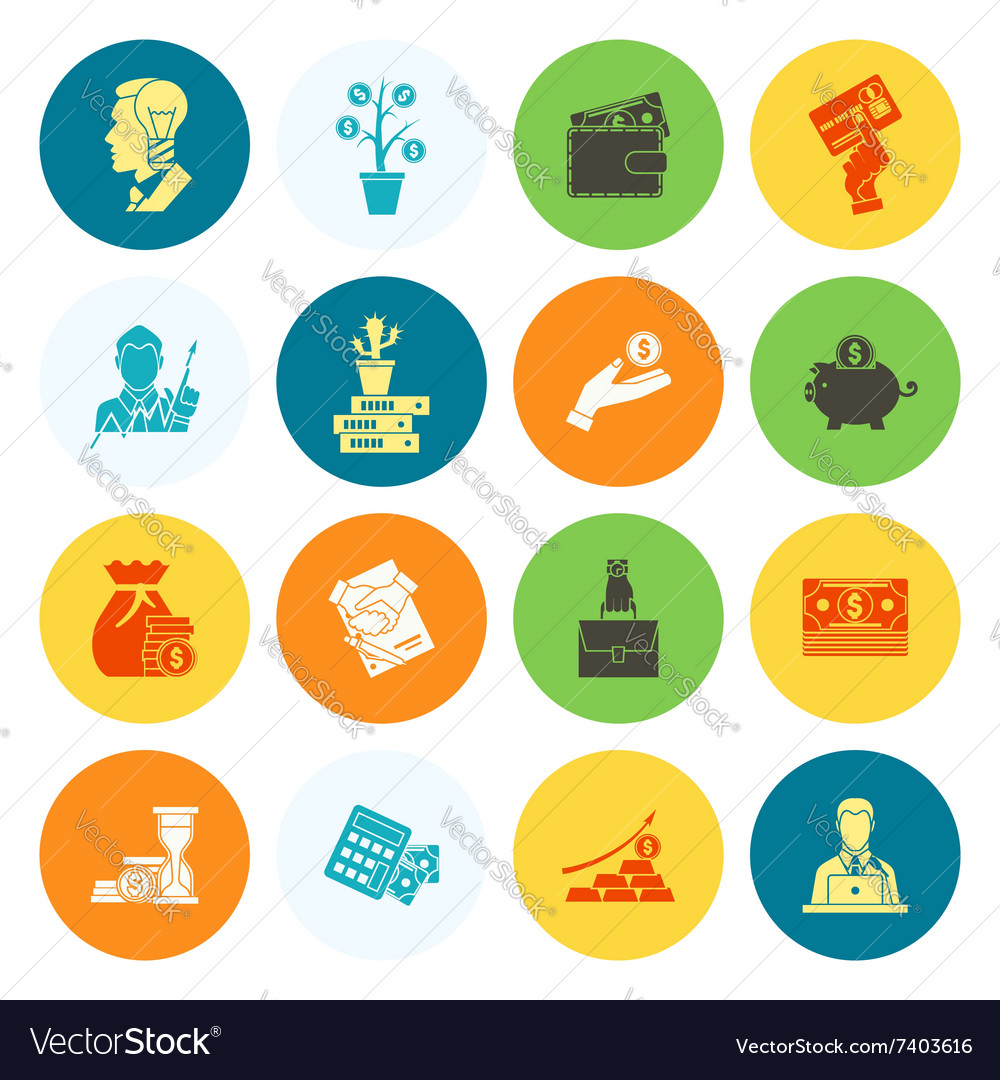 Business and finance icon set Royalty Free Vector Image