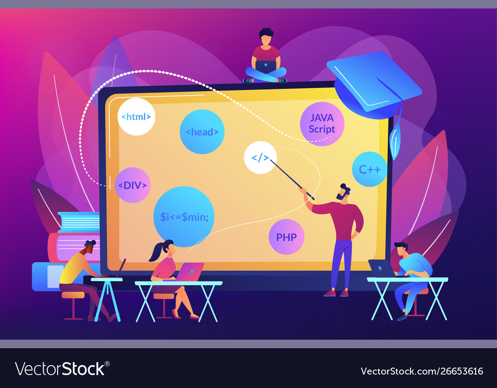 Coding workshop concept Royalty Free Vector Image