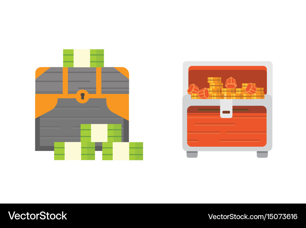 Cute set of different chests cartoon Royalty Free Vector