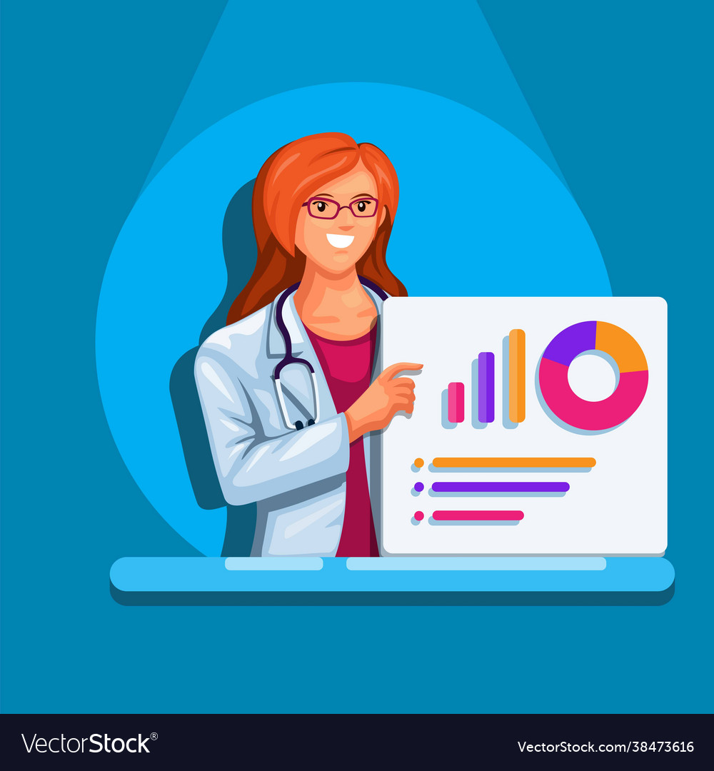 Doctor woman holding board graph statistic Vector Image
