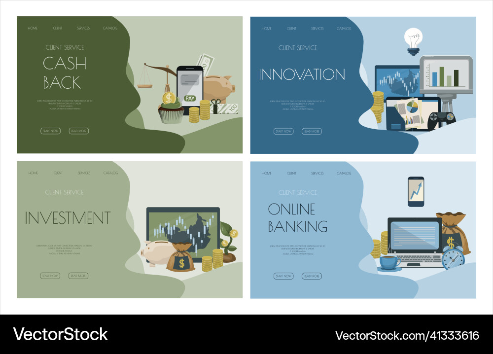 Financial investment banners flat Royalty Free Vector Image