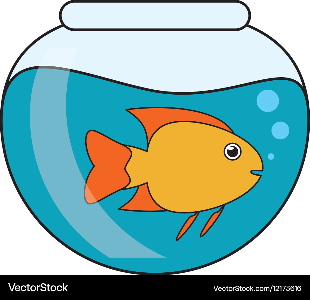 Fish animal cartoon inside bowl design Royalty Free Vector