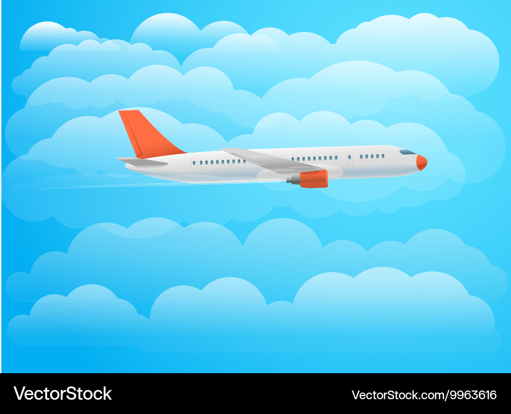 Flying aircraft in the sky flat design Royalty Free Vector