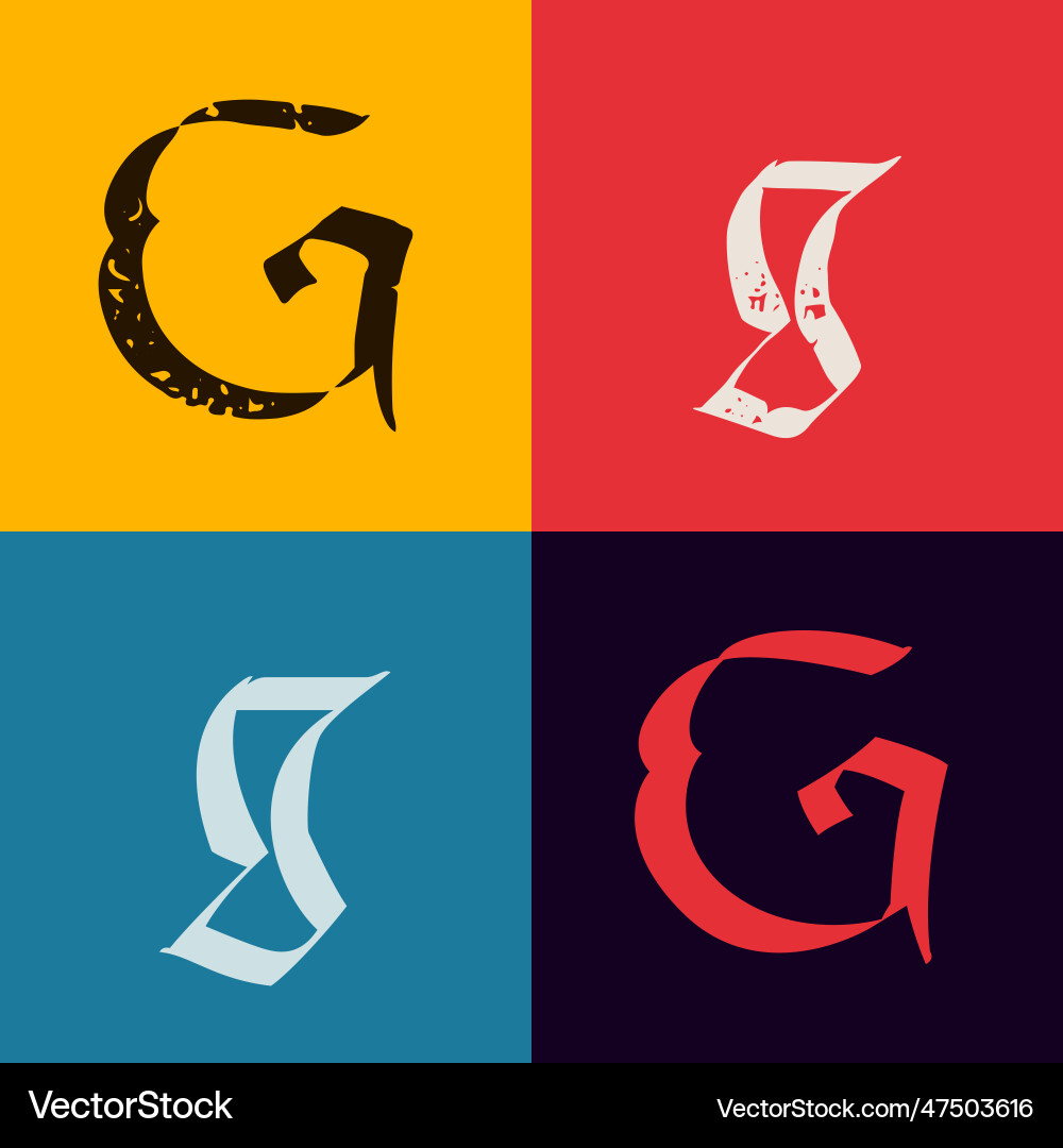 Gothic style letter g logo calligraphy uppercase Vector Image