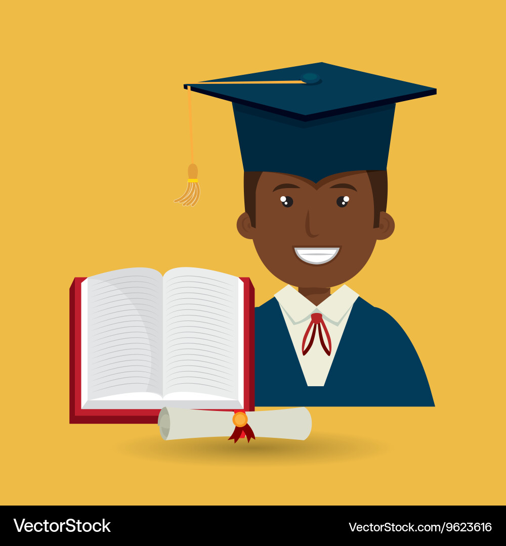 Graduate student with book and diploma isolated Vector Image