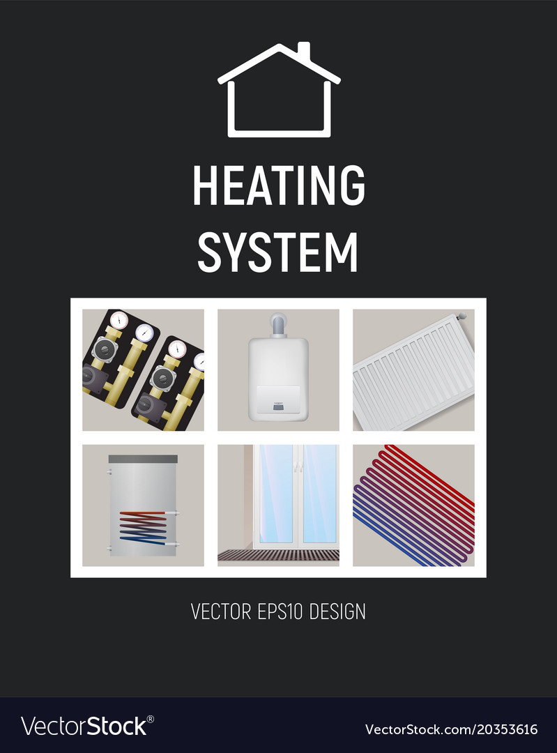 Heating system design Royalty Free Vector Image