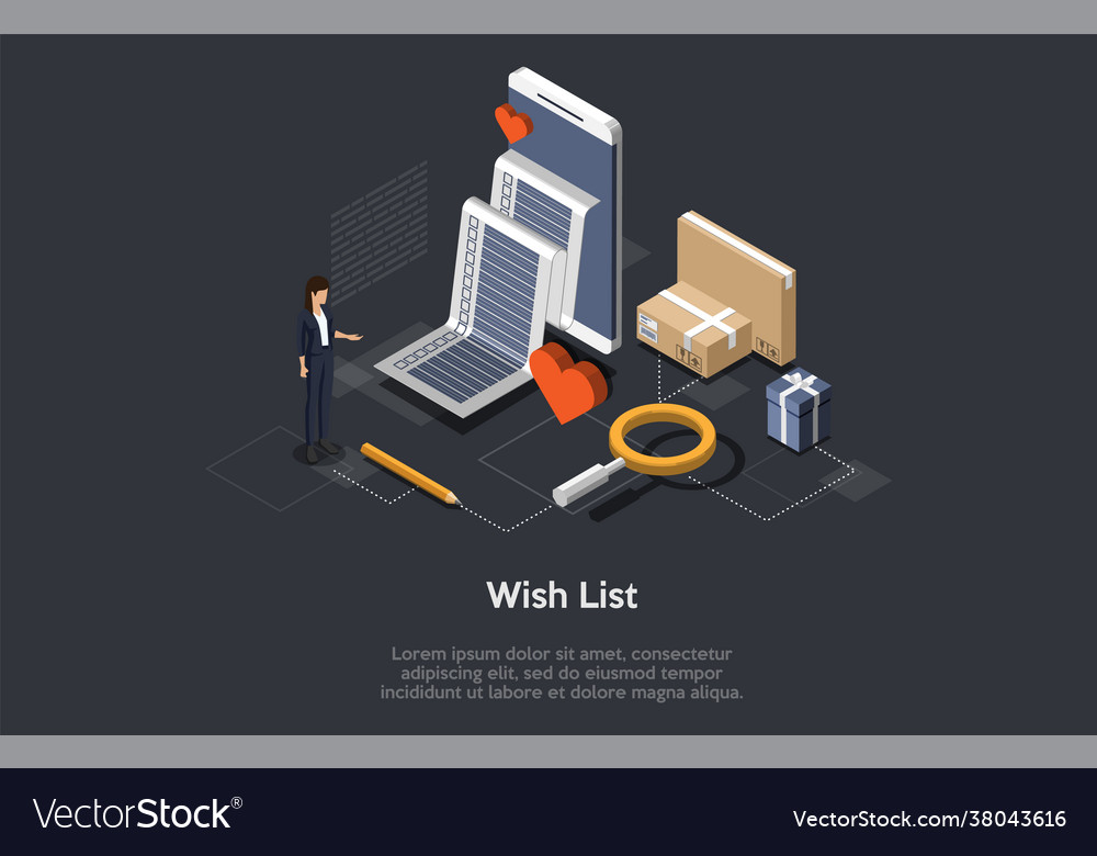 Isometric composition with 3d Royalty Free Vector Image