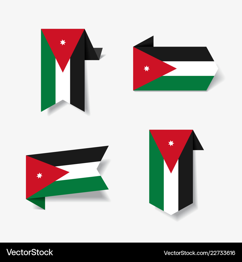 Jordanian flag stickers and labels Royalty Free Vector Image
