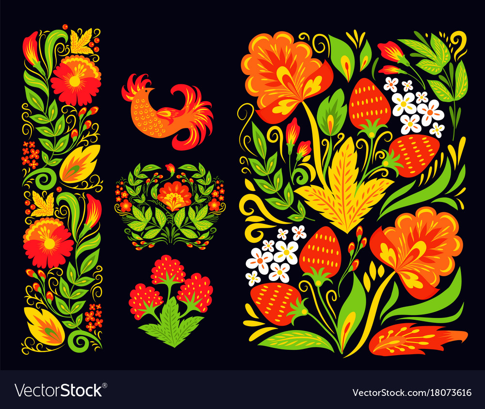 Khokhloma pattern design traditional russia Vector Image