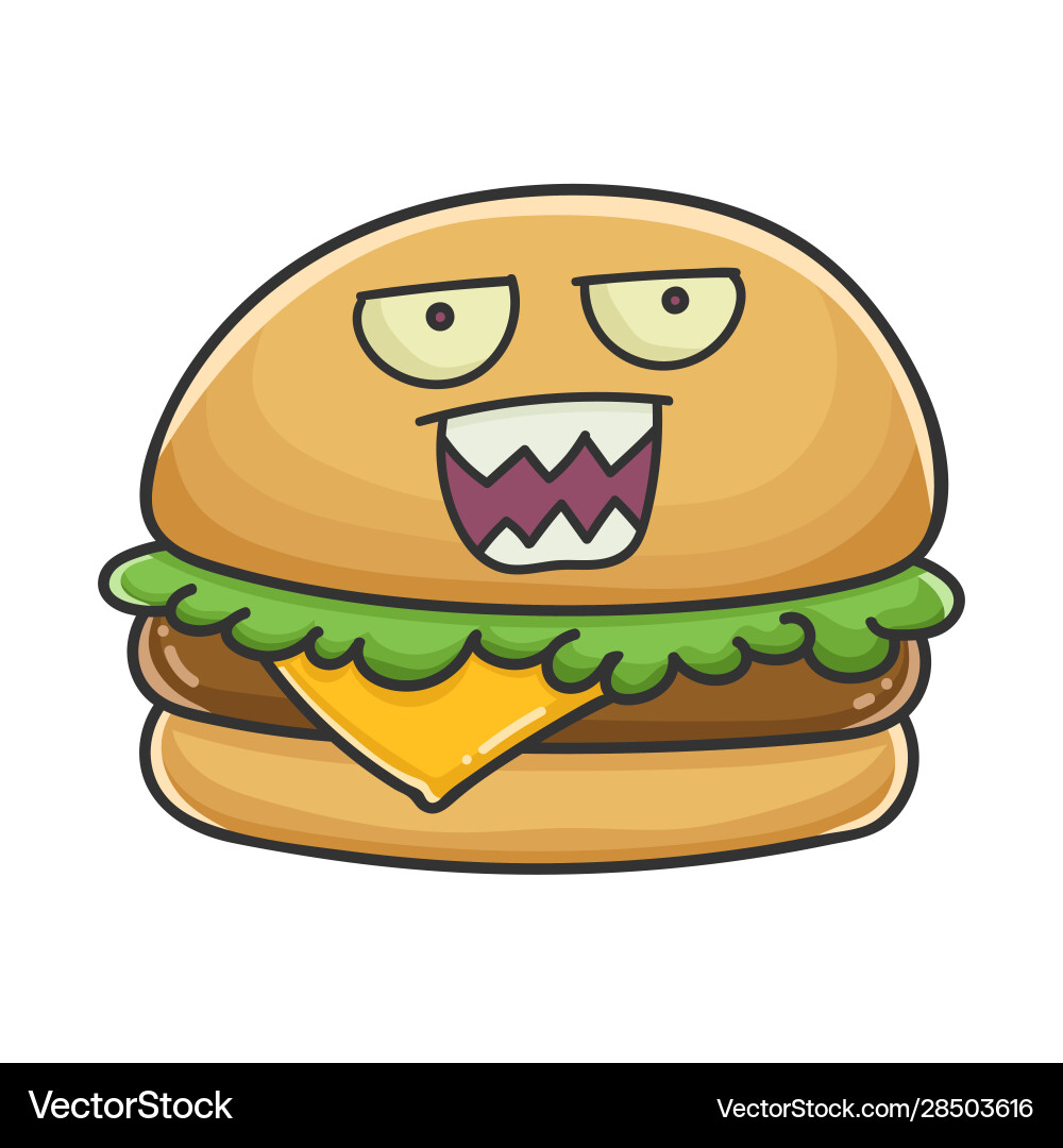 Mad angry cheese burger cartoon Royalty Free Vector Image