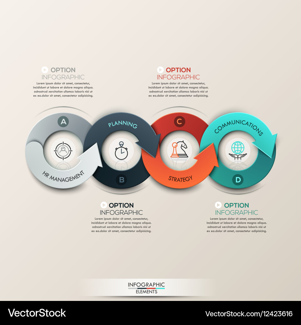 Modern infographics options banner with 4-part Vector Image