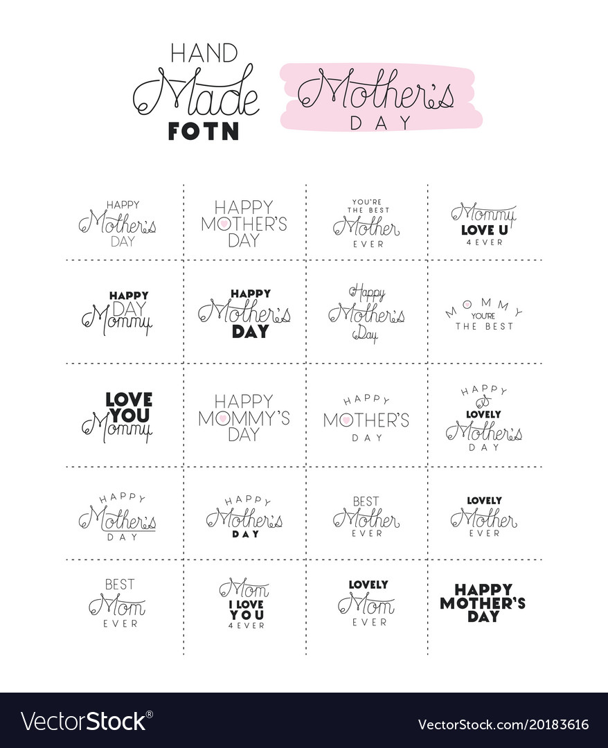 Mothers day hand made font set Royalty Free Vector Image