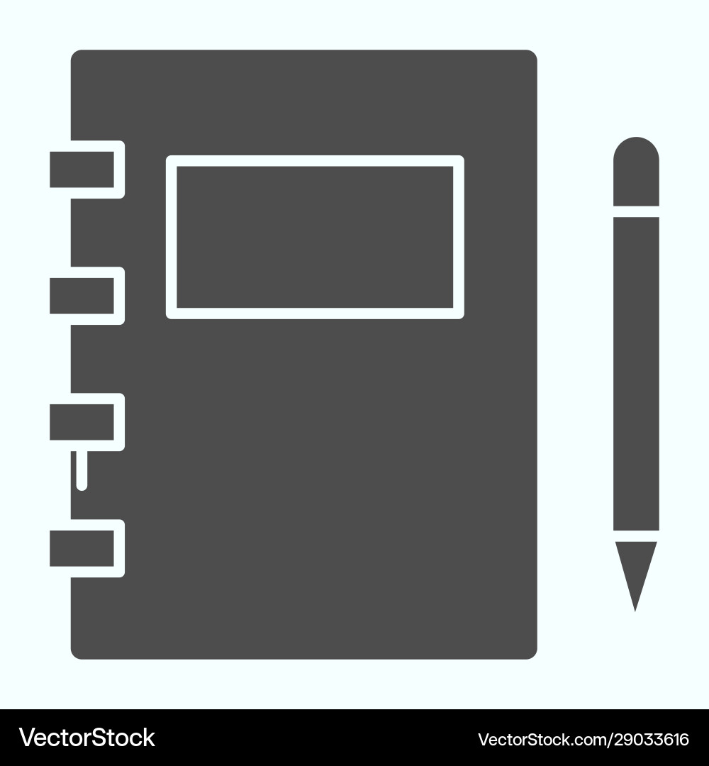 Notebook and pen solid icon studying Royalty Free Vector