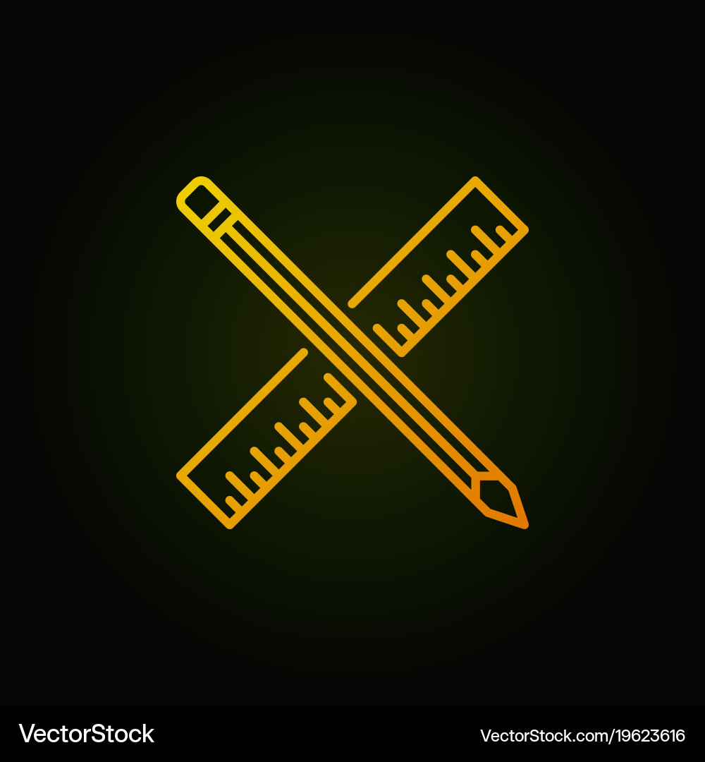 Pencil with ruler yellow outline concept Vector Image
