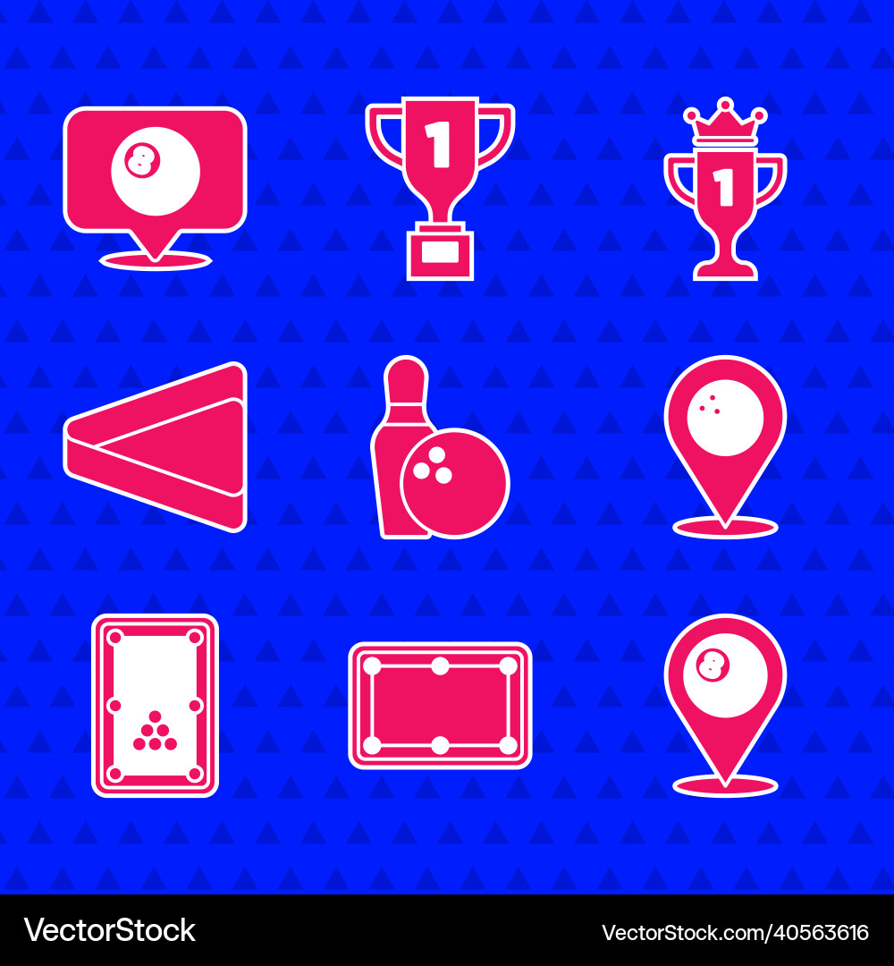 Set bowling pin and ball billiard table location Vector Image