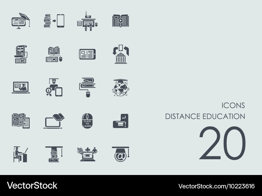 Set distance learning icons Royalty Free Vector Image