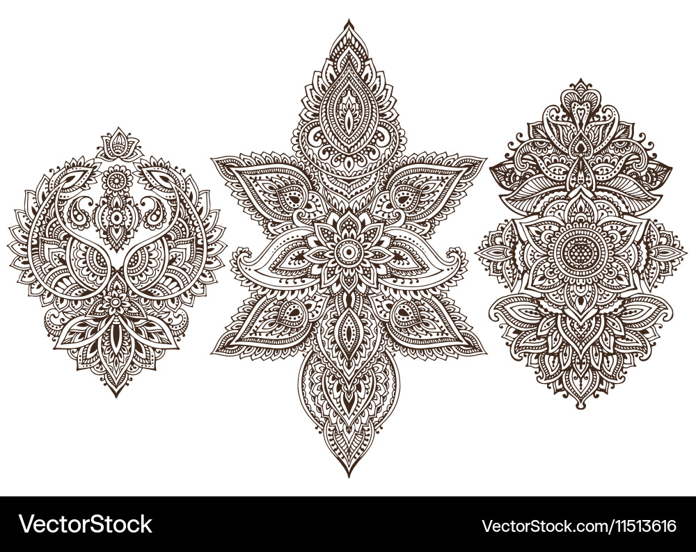 Set of henna floral elements Royalty Free Vector Image