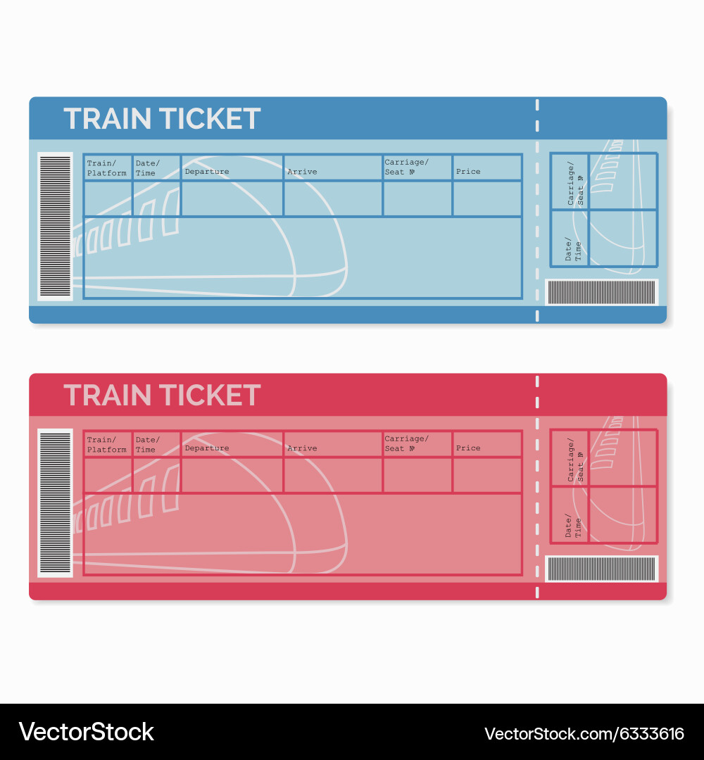 Set of train tickets isolated on white Royalty Free Vector
