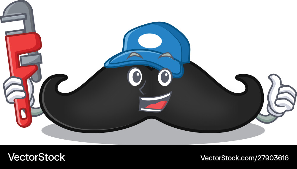 Smiling plumber face mustache with on cartoon Vector Image