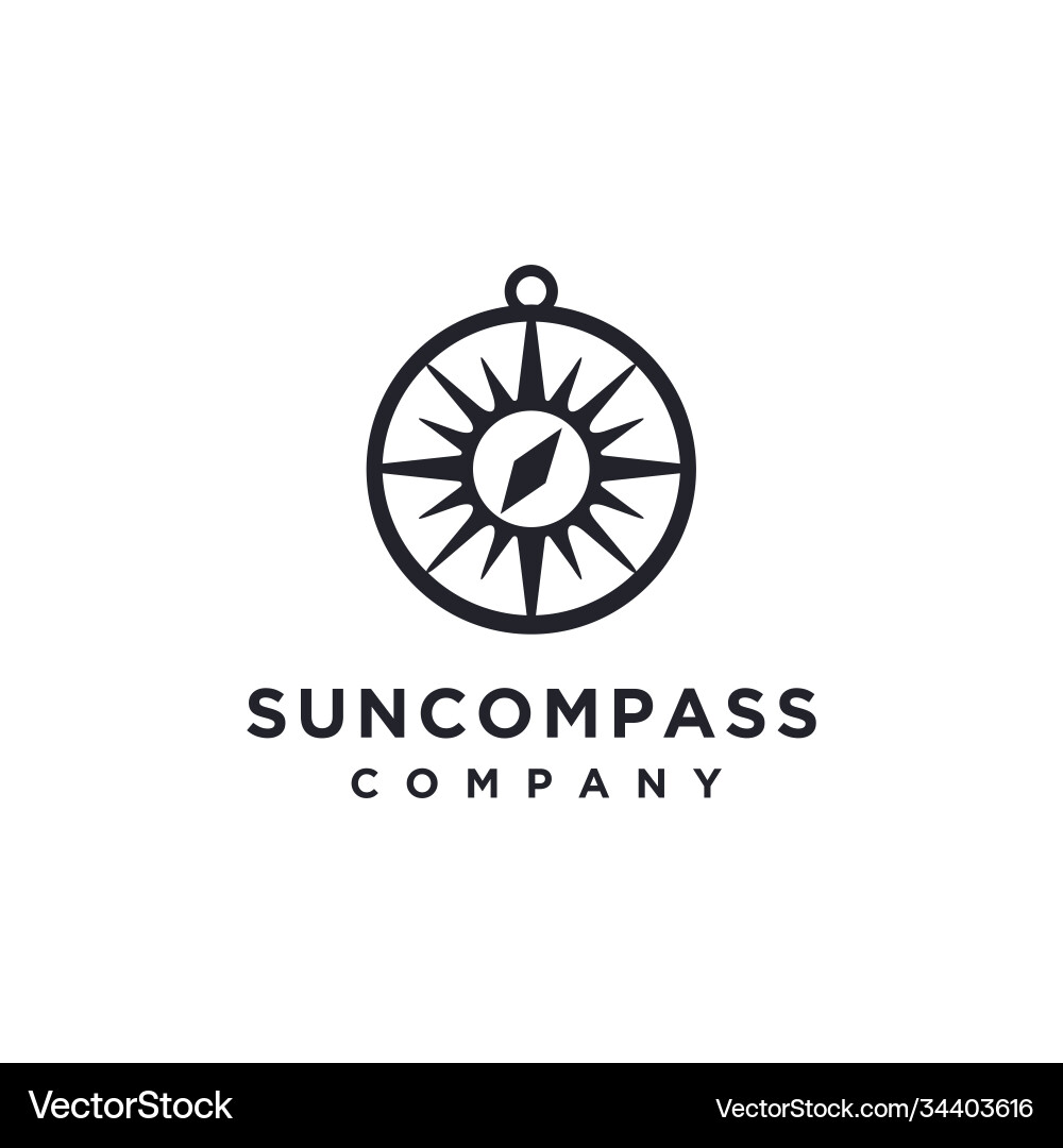 Sun compass and magnifying glass logo icon Vector Image