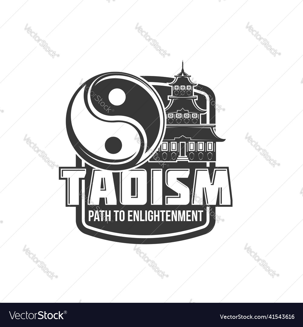 Taoism religion icon temple pagoda yin yang sign Vector Image
