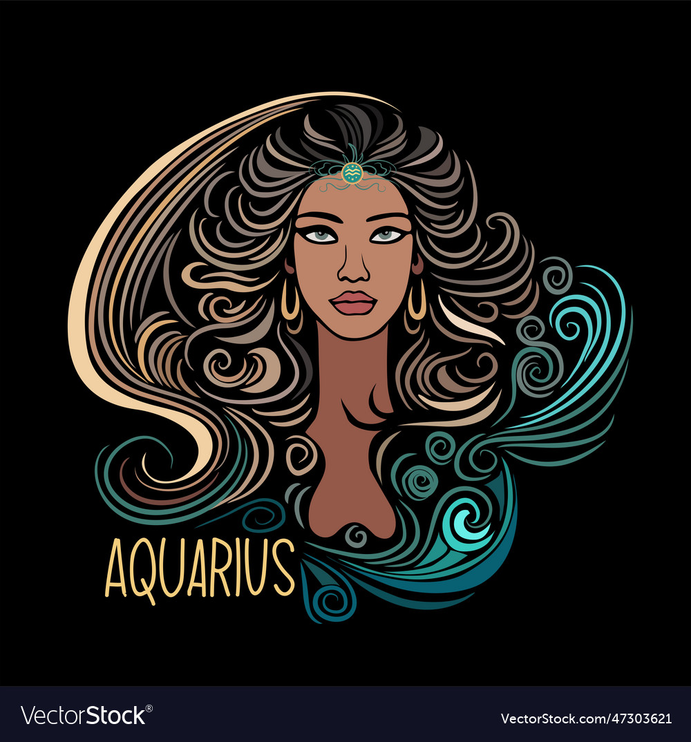 Aquarius Zodiac Sign Beautiful Girl Art Royalty Free Vector