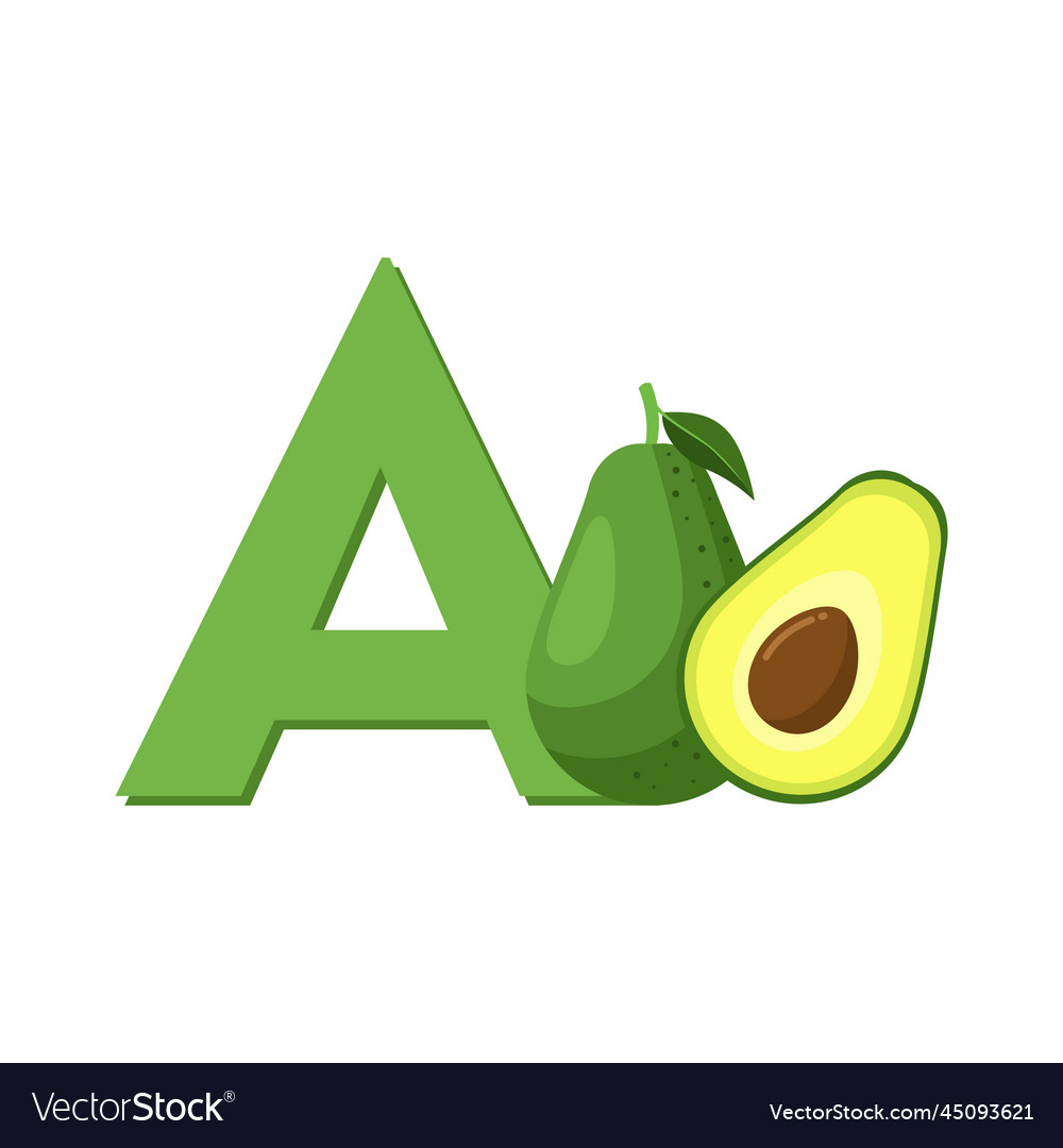 Avocado fruit alphabet clip art Royalty Free Vector Image
