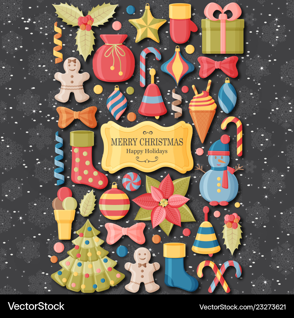 Christmas background with 3d paper cut signs cute Vector Image