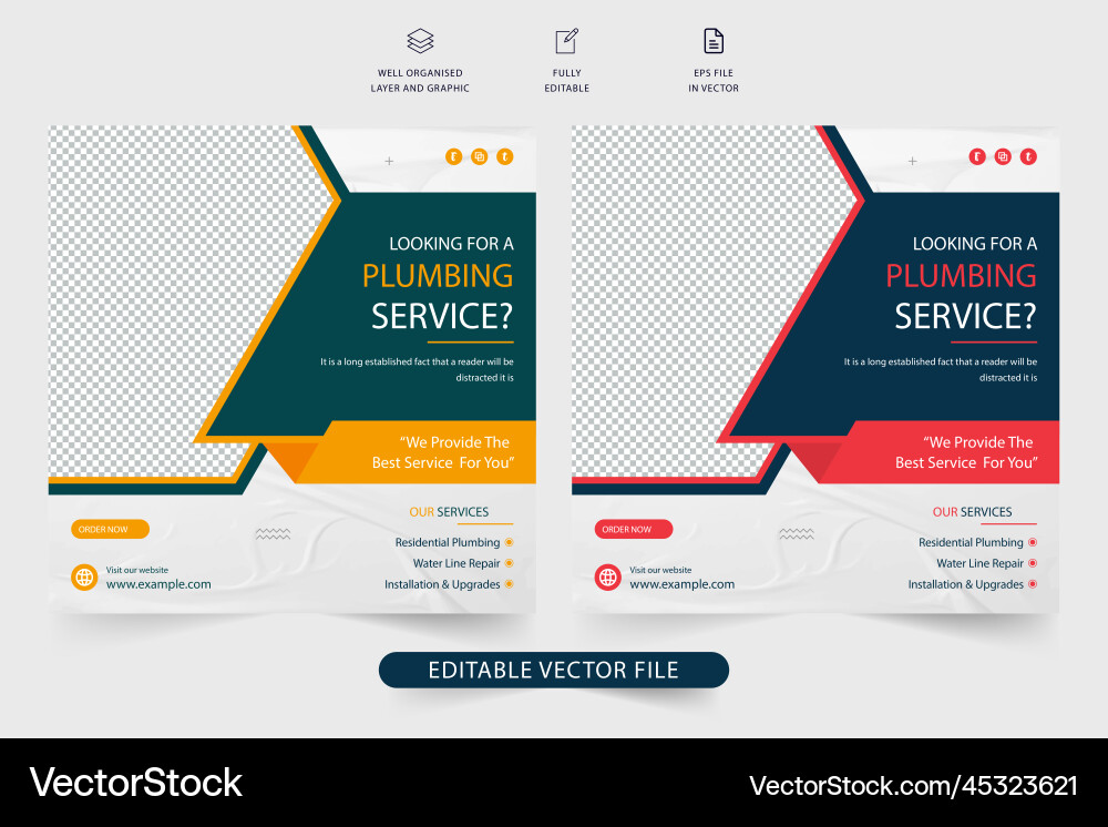 Creative plumbing business promotional web banner Vector Image