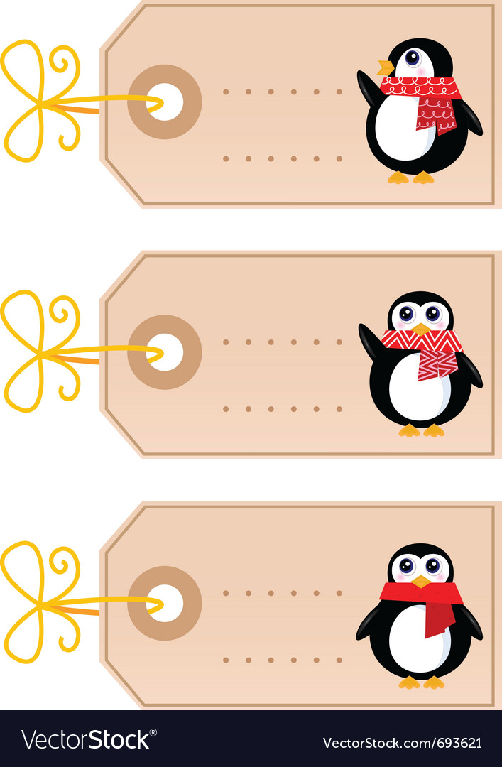 Cute christmas penguin tags Royalty Free Vector Image