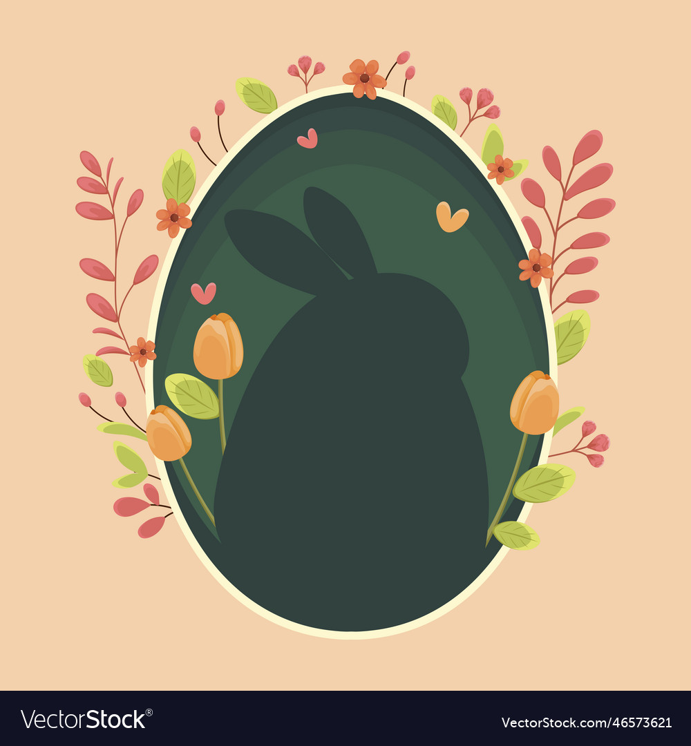 Easter with a rabbit flowers Royalty Free Vector Image