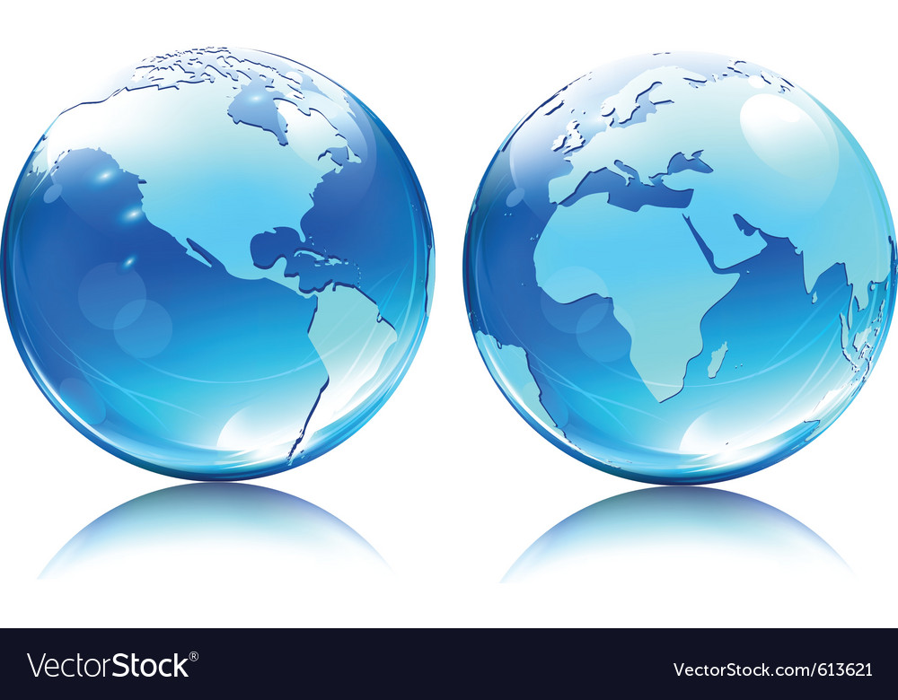 Glossy earth map globes Royalty Free Vector Image
