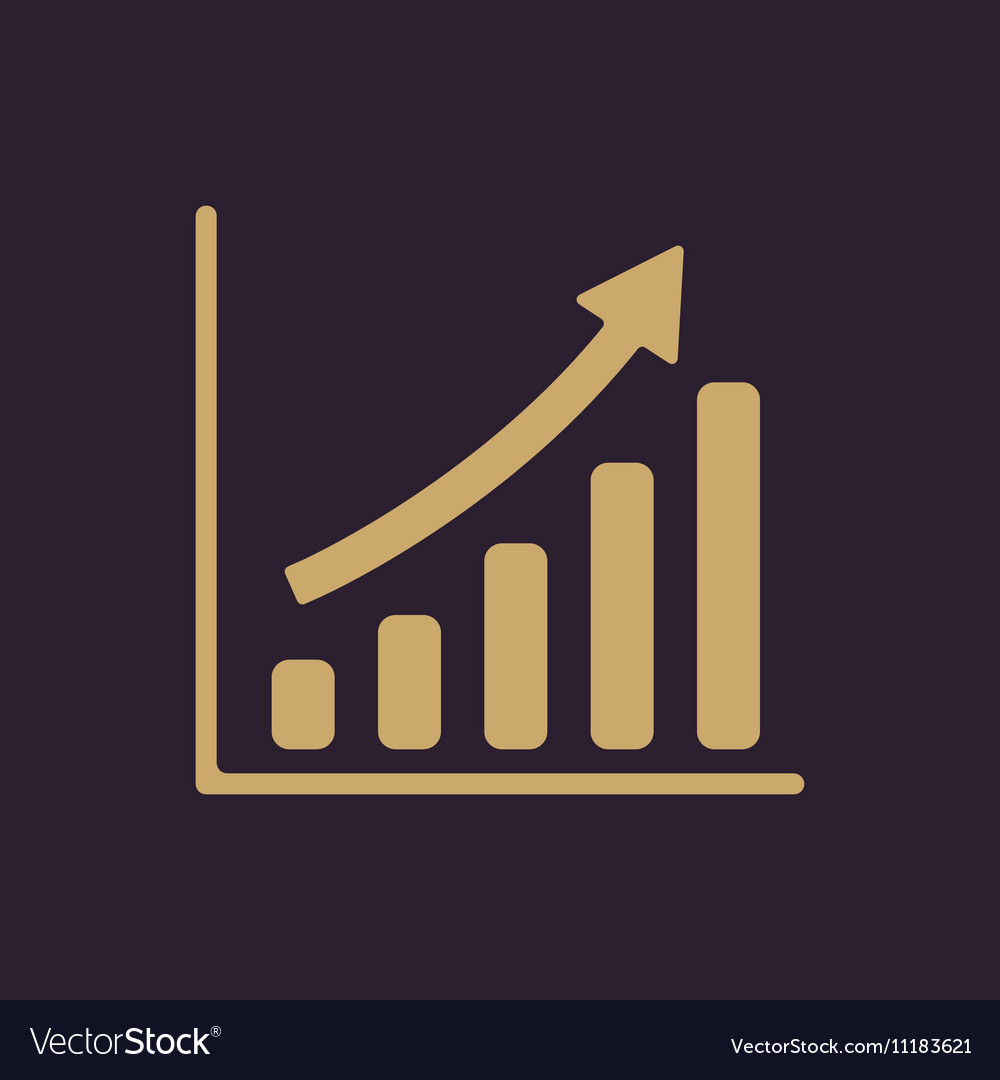 Growing graph icon progress symbol flat Royalty Free Vector