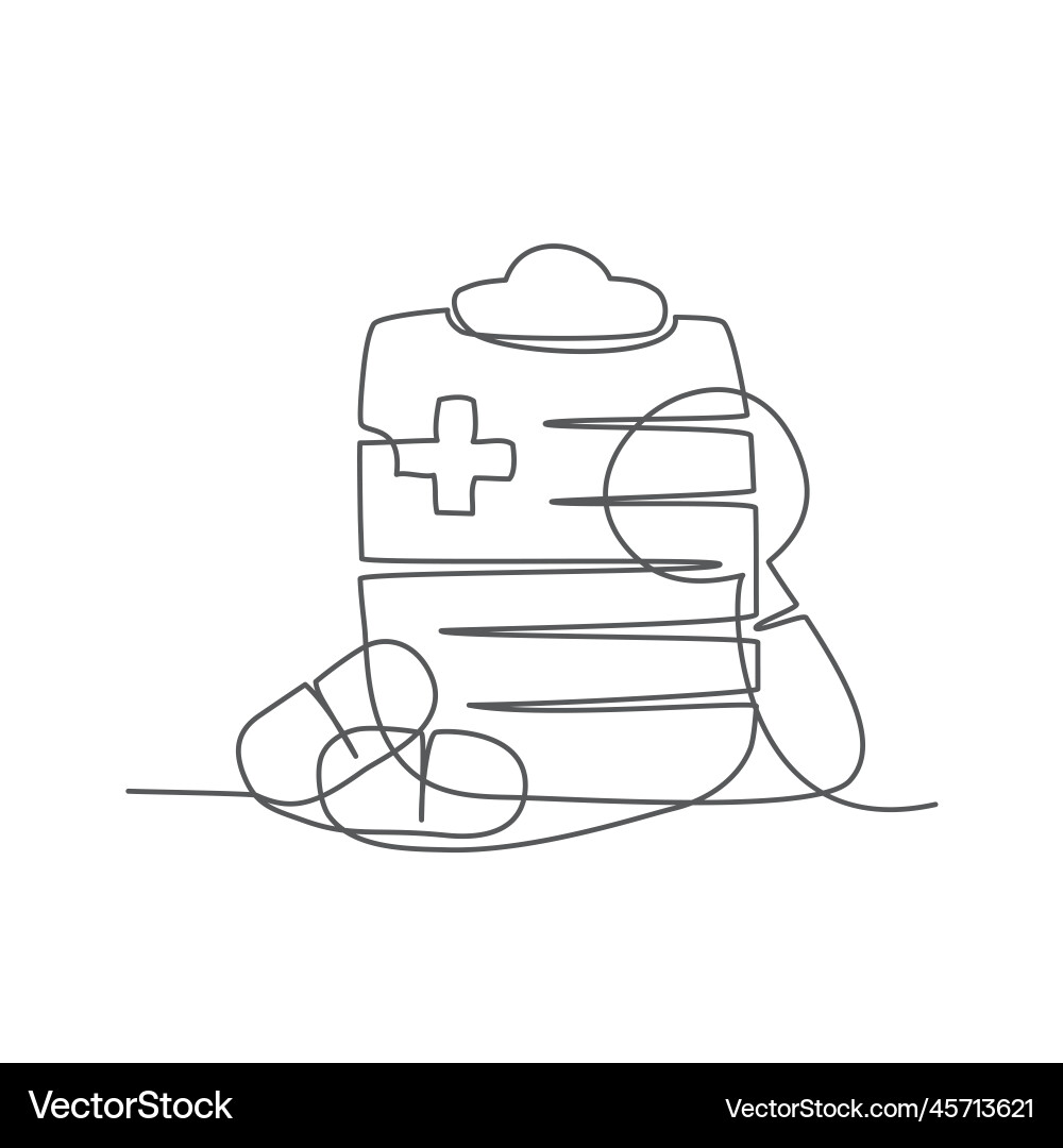Health report one line drawing on white Royalty Free Vector