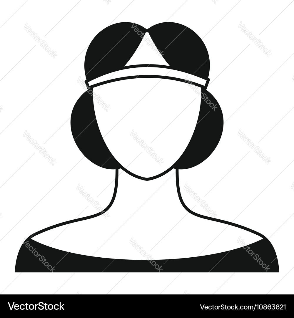 Medieval woman in tiara icon simple style Vector Image