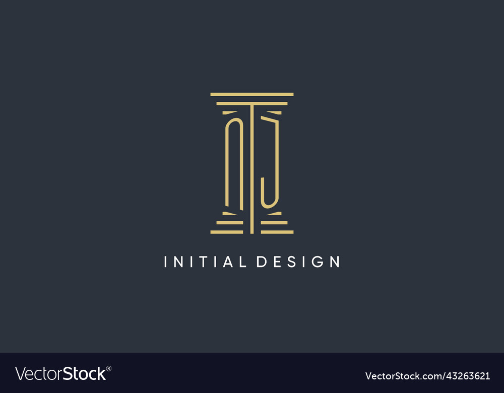Nj initial monogram with pillar shape logo design Vector Image