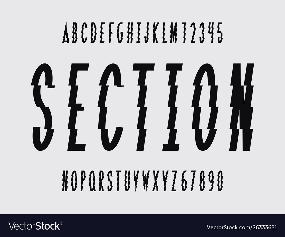 Section font alphabet Royalty Free Vector Image