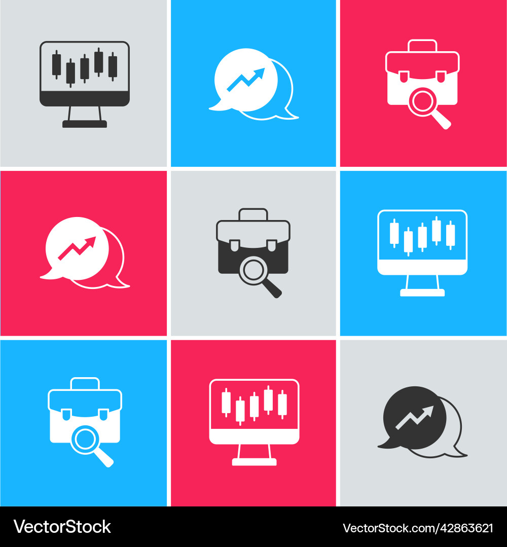 Set stocks market growth graphs financial Vector Image