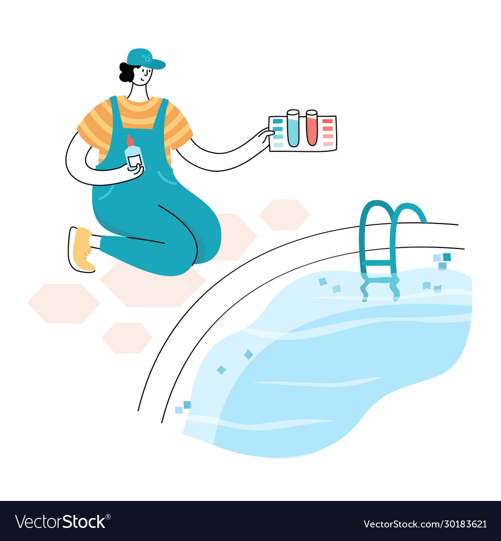 Swimming pool maintenance Royalty Free Vector Image