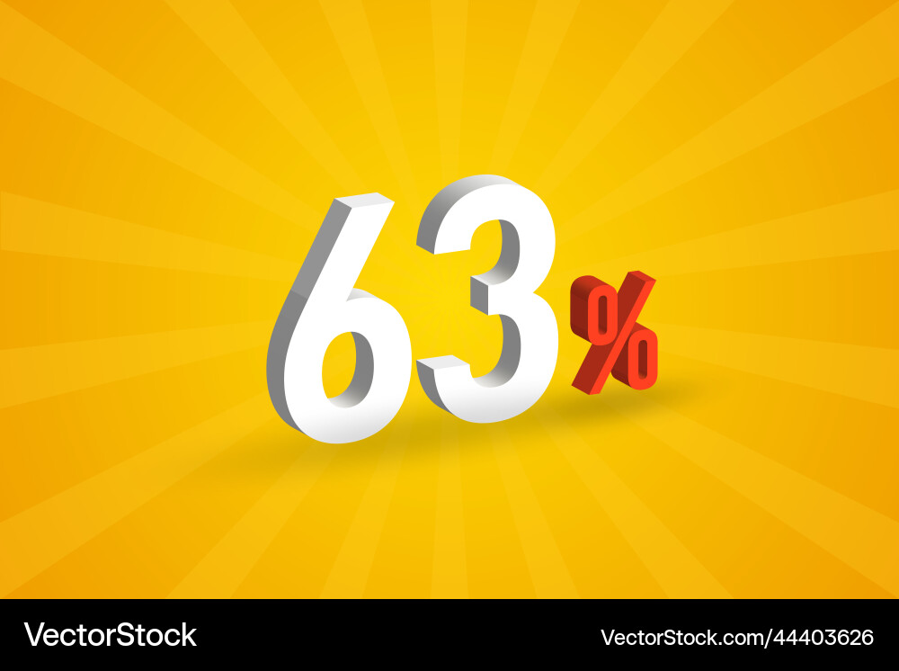 63 discount 3d text for sells and promotion Vector Image