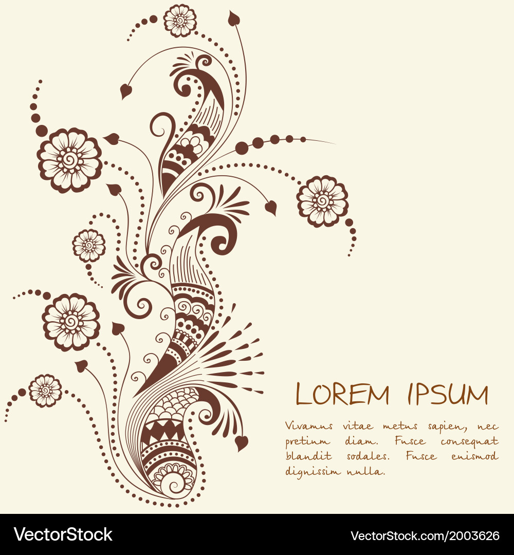 Abstract floral elements in indian mehndi style Vector Image