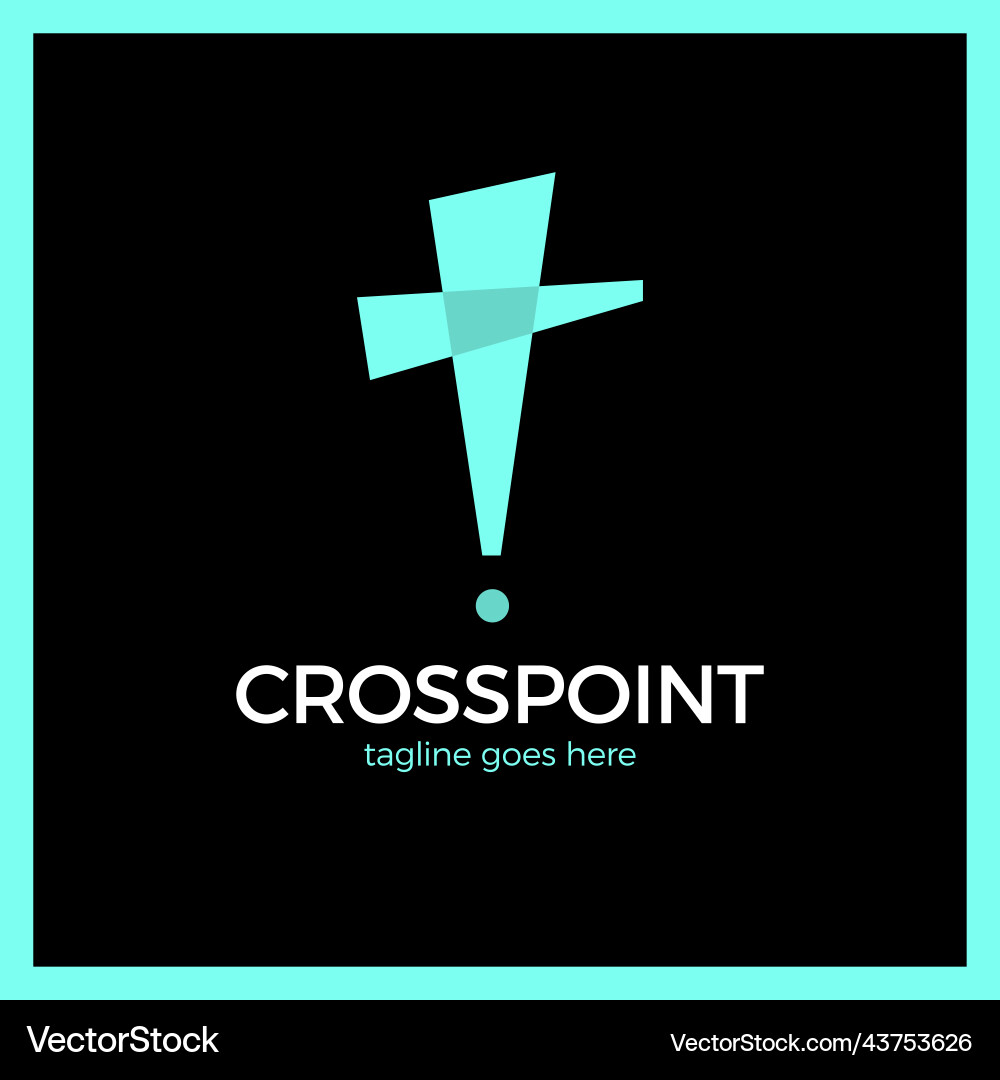 Cross point logotype church pin logotype Vector Image
