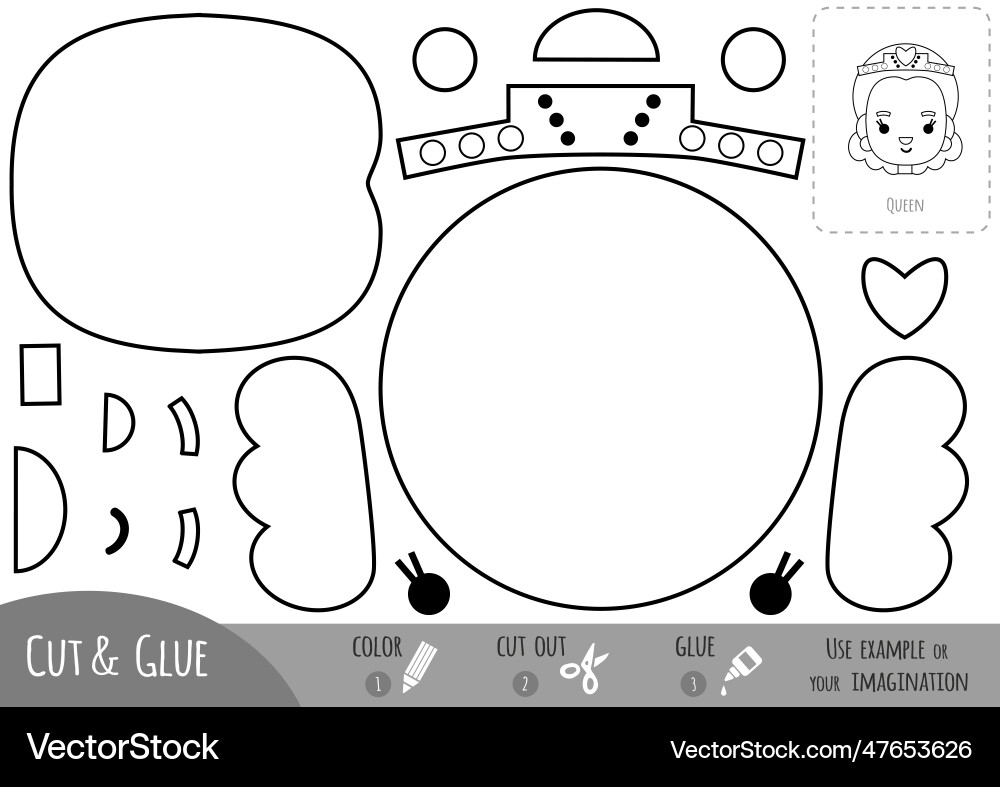 Education paper game for children queen Royalty Free Vector