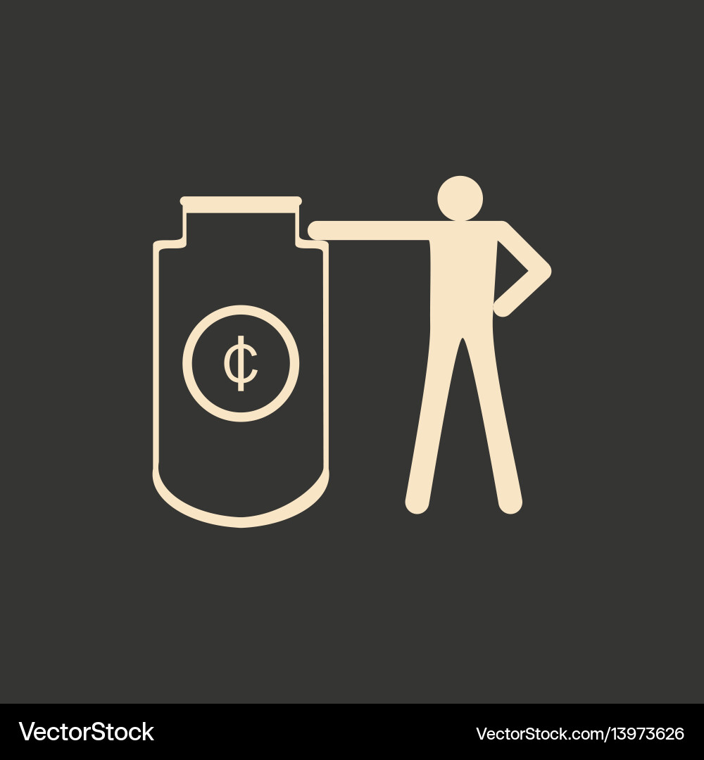 Flat in black and white man cash safe Royalty Free Vector