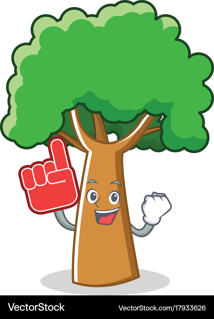 Foam finger tree character cartoon style Vector Image