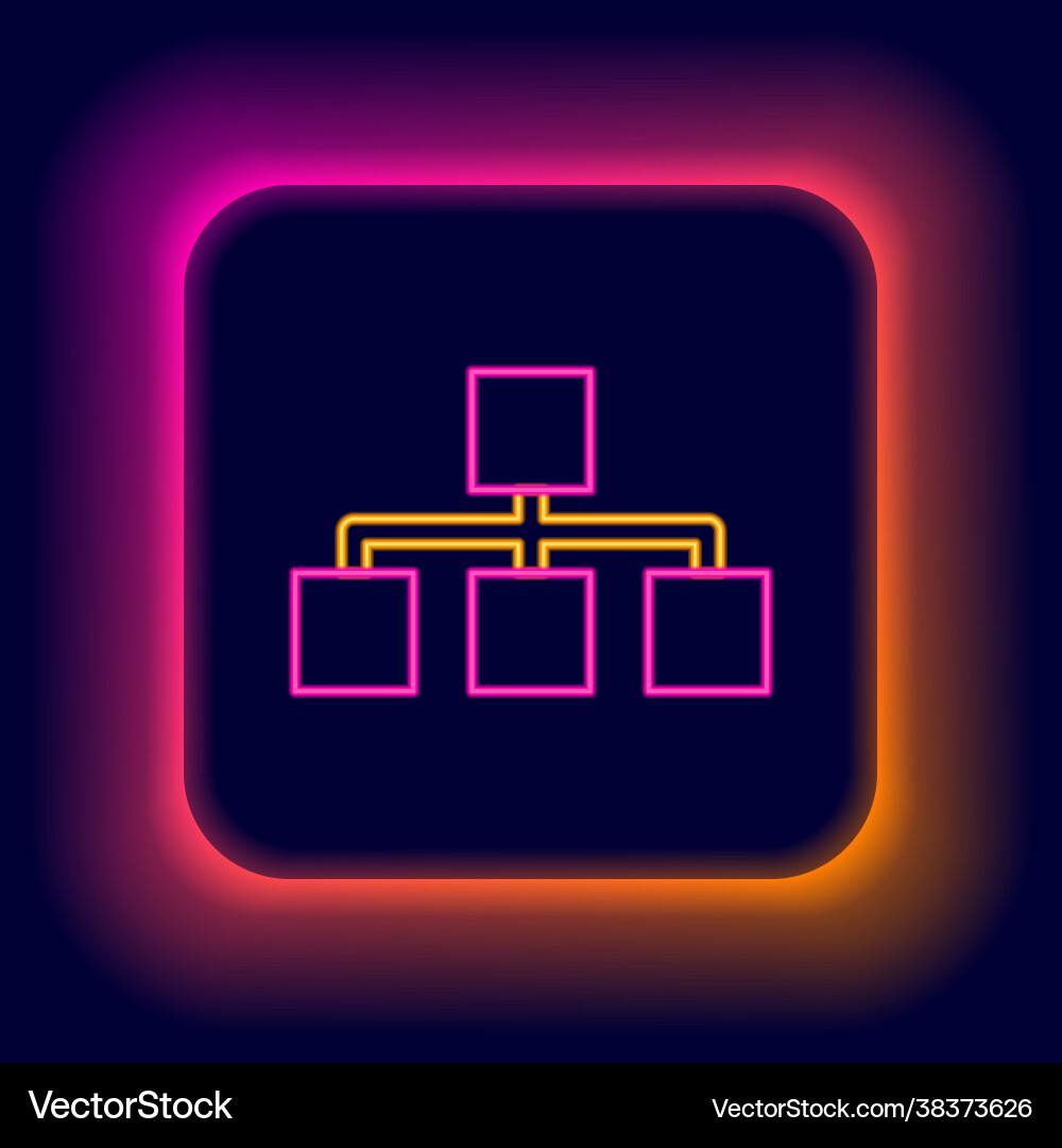 Glowing neon line business hierarchy organogram Vector Image