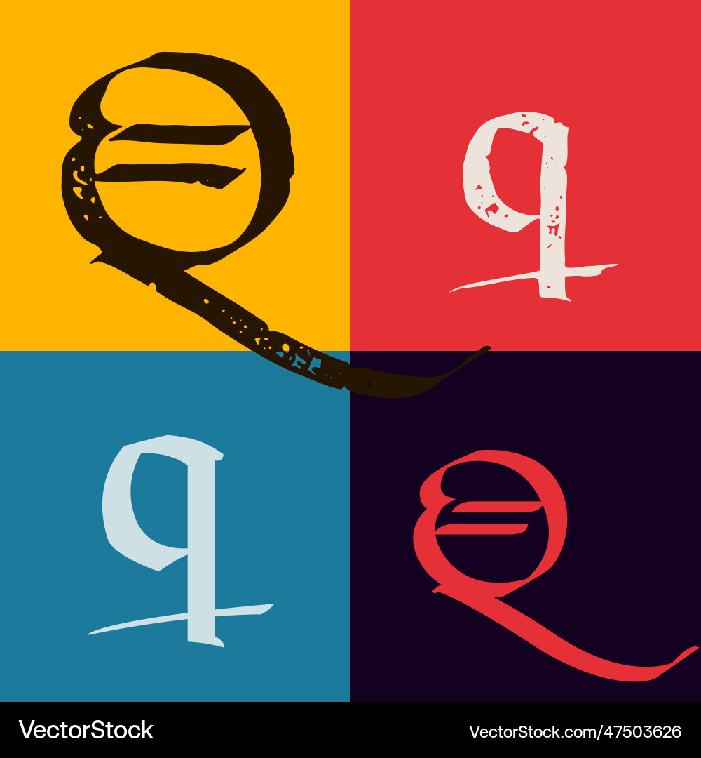Gothic style letter q logo calligraphy uppercase Vector Image